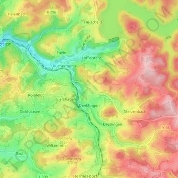 Denklingen topographic map, elevation, terrain