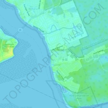 Bongaree topographic map, elevation, terrain