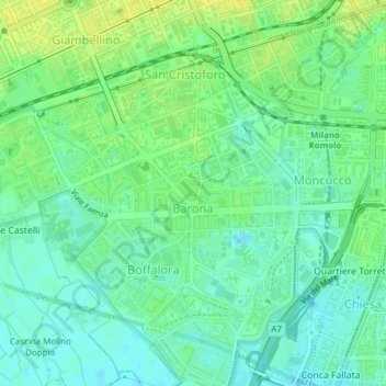 Barona topographic map, elevation, terrain