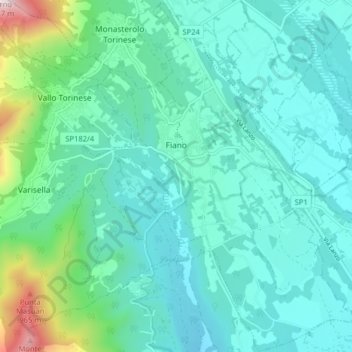 Fiano topographic map, elevation, terrain
