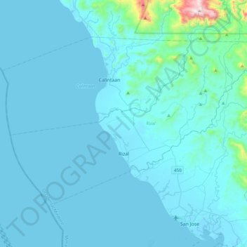 Rizal topographic map, elevation, terrain