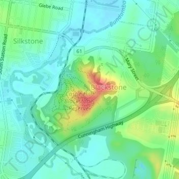 Blackstone topographic map, elevation, terrain