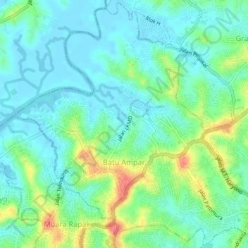 Batu Ampar topographic map, elevation, terrain