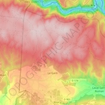 Le Garn topographic map, elevation, terrain