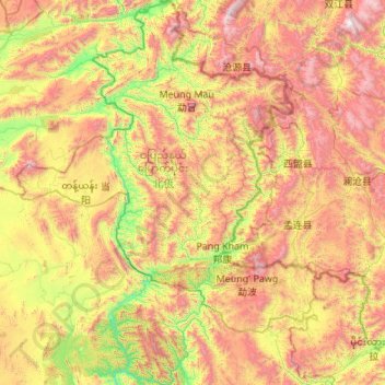 Wa Self-Administered Division topographic map, elevation, terrain