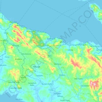 Gumaca topographic map, elevation, terrain