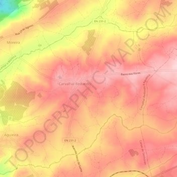 Carvalhal Redondo topographic map, elevation, terrain