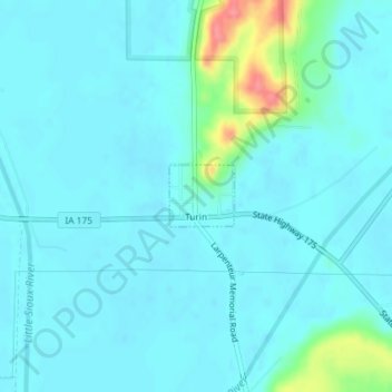 Turin topographic map, elevation, terrain