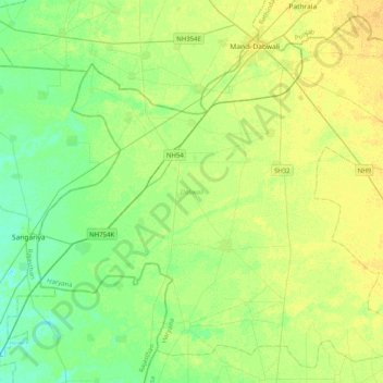 Dabwali topographic map, elevation, terrain