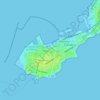 Kaloum topographic map, elevation, terrain