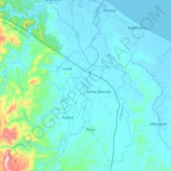Abulug River topographic map, elevation, terrain