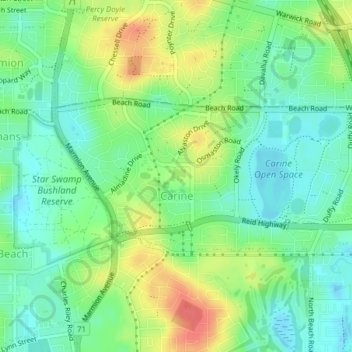 Carine topographic map, elevation, terrain