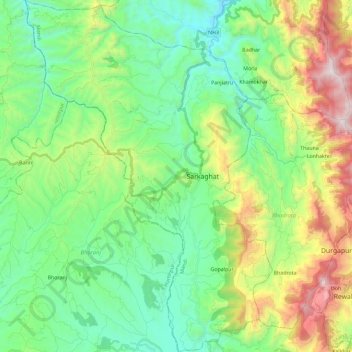 Sarkaghat topographic map, elevation, terrain