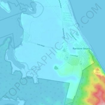Rainbow Beach topographic map, elevation, terrain