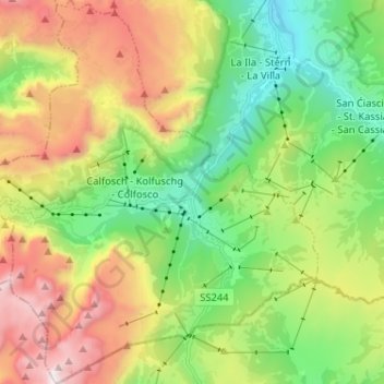 Corvara in Badia - Corvara topographic map, elevation, terrain