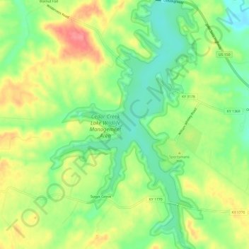 Cedar Creek Lake topographic map, elevation, terrain