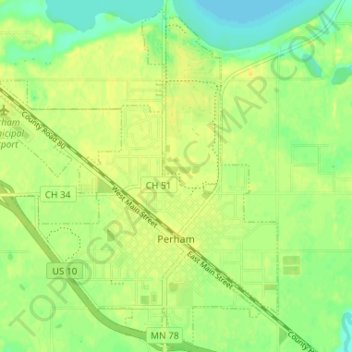 Perham topographic map, elevation, terrain