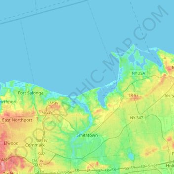 Town of Smithtown topographic map, elevation, terrain