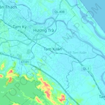 Tam Xuân Commune topographic map, elevation, terrain