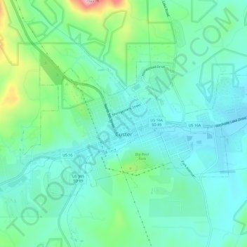 Custer topographic map, elevation, terrain