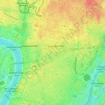 Arbat District topographic map, elevation, terrain