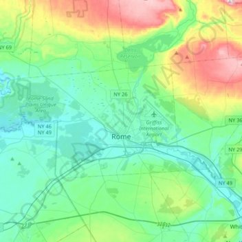 City of Rome topographic map, elevation, terrain