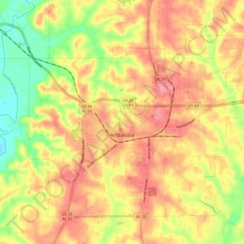 Andalusia topographic map, elevation, terrain