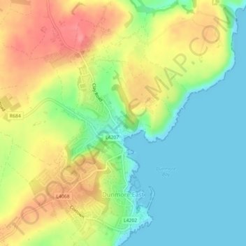 Dunmore East topographic map, elevation, terrain