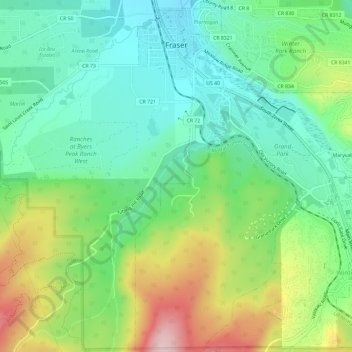Fraser topographic map, elevation, terrain