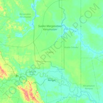 Rengat topographic map, elevation, terrain
