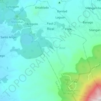 Rizal topographic map, elevation, terrain