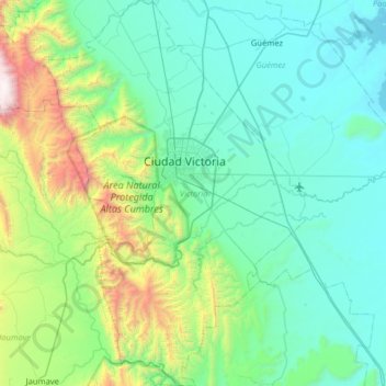 Victoria topographic map, elevation, terrain