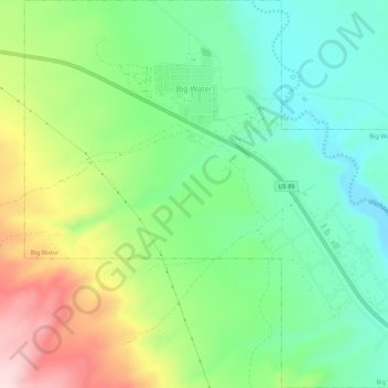 Big Water topographic map, elevation, terrain