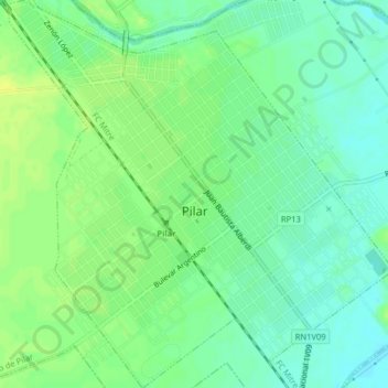 Pilar topographic map, elevation, terrain