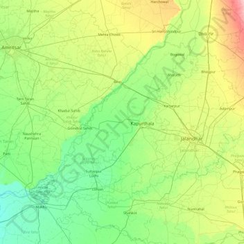 Kapurthala topographic map, elevation, terrain