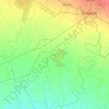 Bilaspur topographic map, elevation, terrain