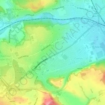 Ely topographic map, elevation, terrain