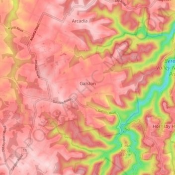 Galston topographic map, elevation, terrain