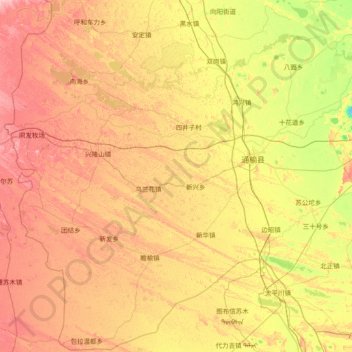 Tongyu County topographic map, elevation, terrain