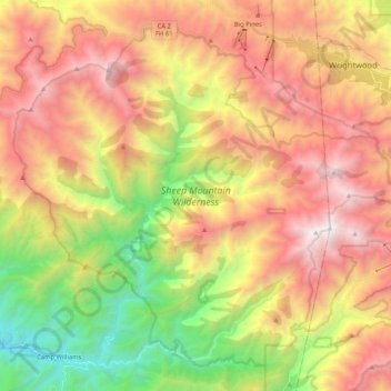 Sheep Mountain Wilderness topographic map, elevation, terrain
