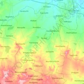 Kondapur mandal topographic map, elevation, terrain