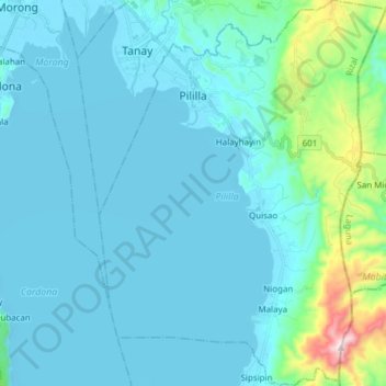 Pililla topographic map, elevation, terrain