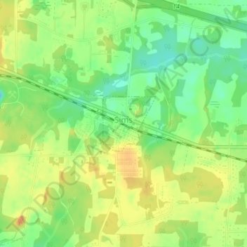 Sims topographic map, elevation, terrain