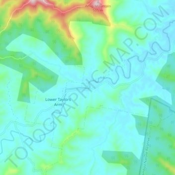 Taylors Arm topographic map, elevation, terrain