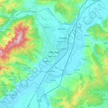 Alba Iulia topographic map, elevation, terrain
