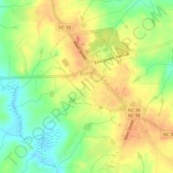 Bunn topographic map, elevation, terrain