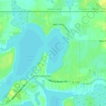 Lake Catherine topographic map, elevation, terrain