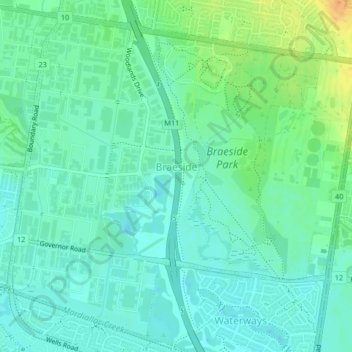 Braeside topographic map, elevation, terrain