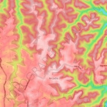 Arcadia topographic map, elevation, terrain