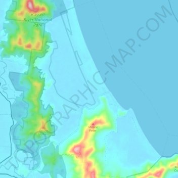 Bramston Beach topographic map, elevation, terrain